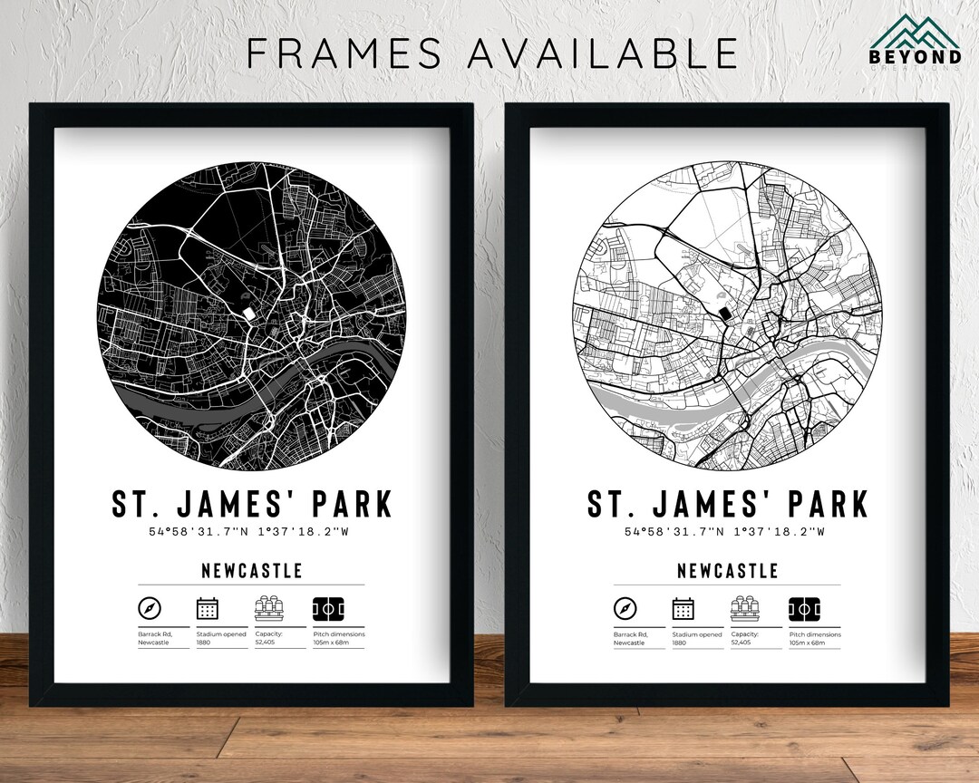 Newcastle United St. James' Park Minimalist Map Prints & - Etsy UK