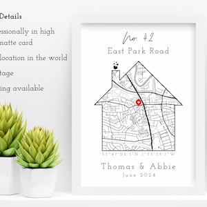Personalised New Home Map Print & Frames House Shape | Decor OS ...
