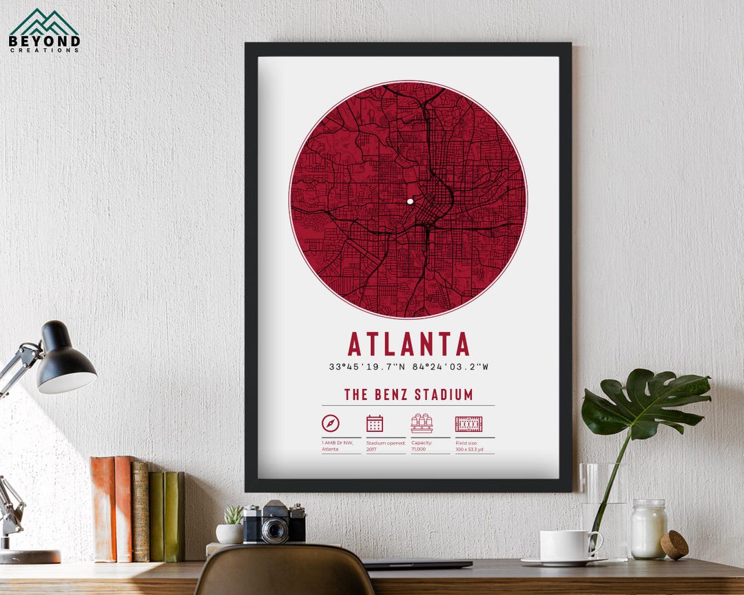 Atlanta Falcons Stadium Unique Map Print Framed Gift | for Him Dad ...
