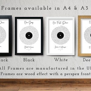Personalised Vinyl Lyric Anniversary Wedding Print Frame & Gift Our ...
