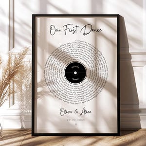 Personalised Vinyl Lyric Anniversary Wedding Print Frame & Gift | Our ...