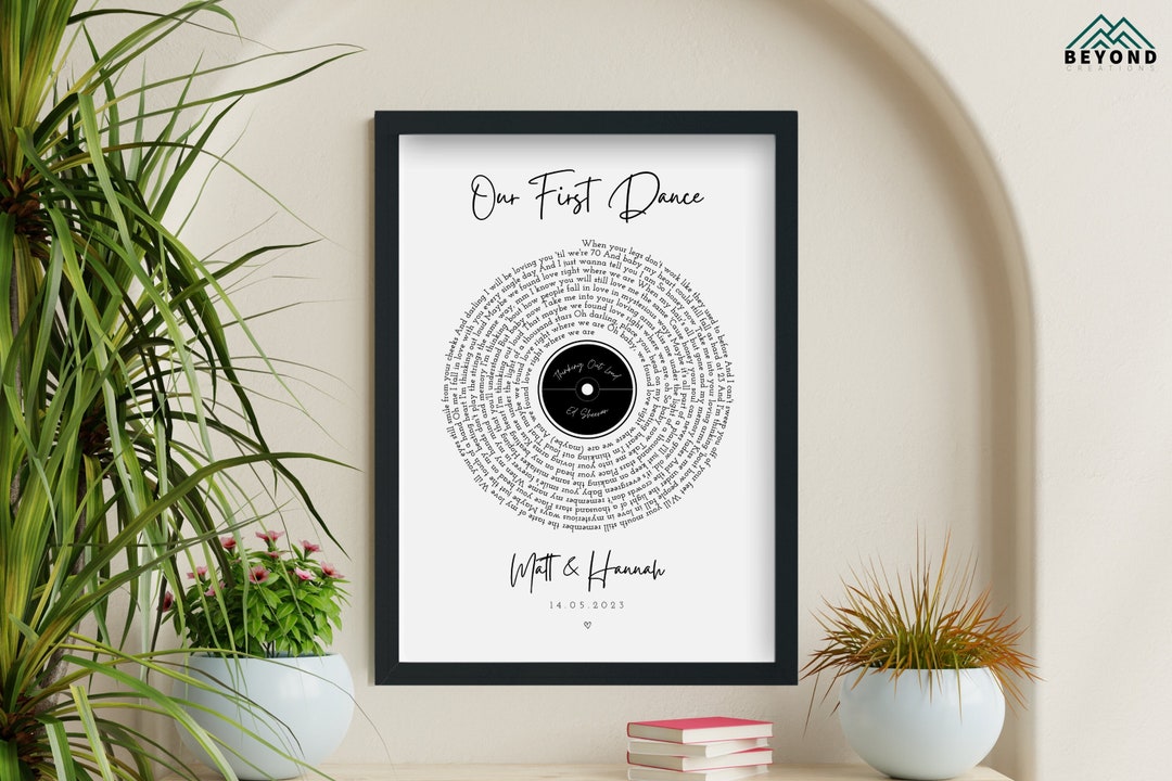 Personalised Vinyl Lyric Anniversary Wedding Print Frame & Gift Our ...