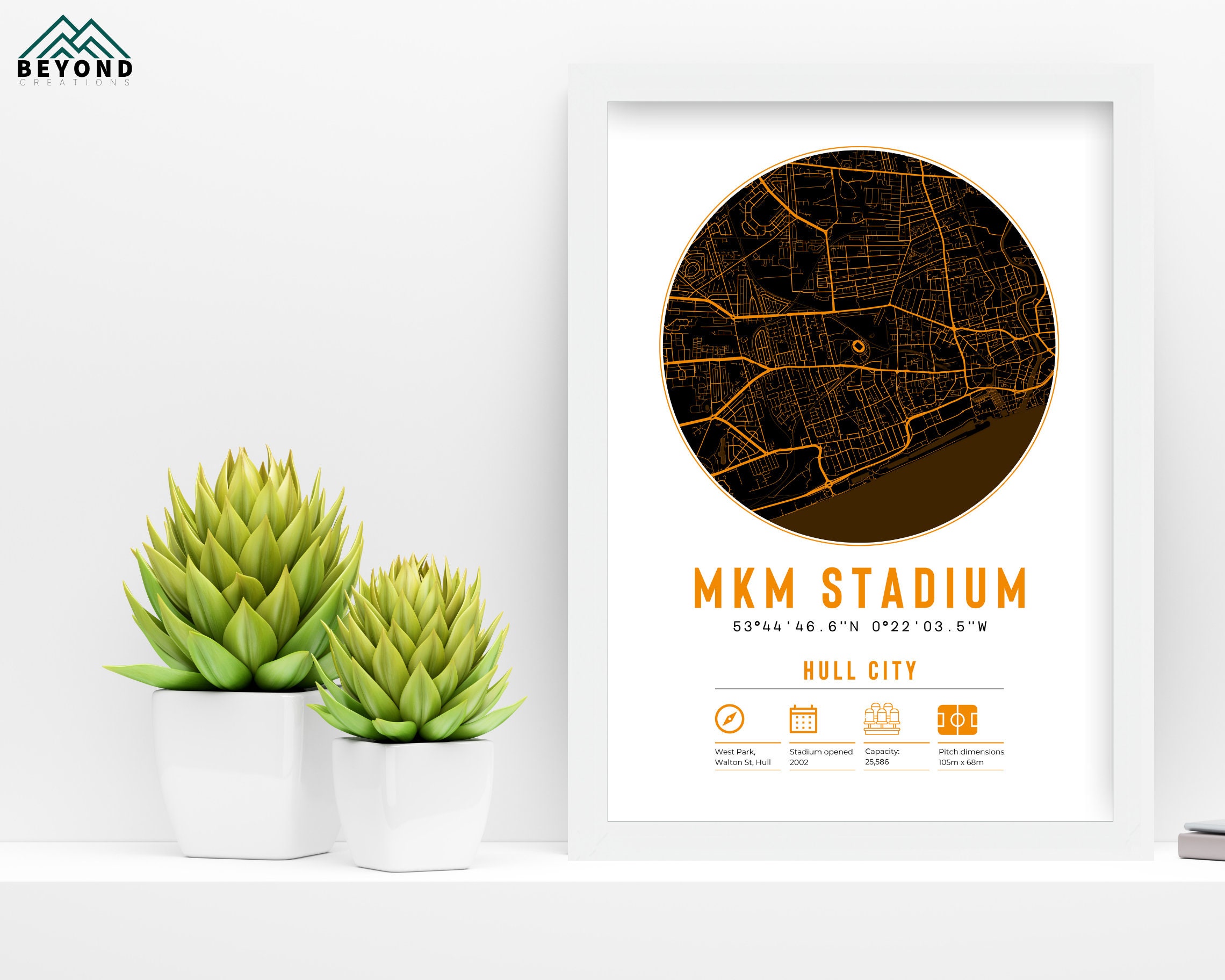 Hull City MKM Stadium Minimalist Map Prints & Frames the - Etsy