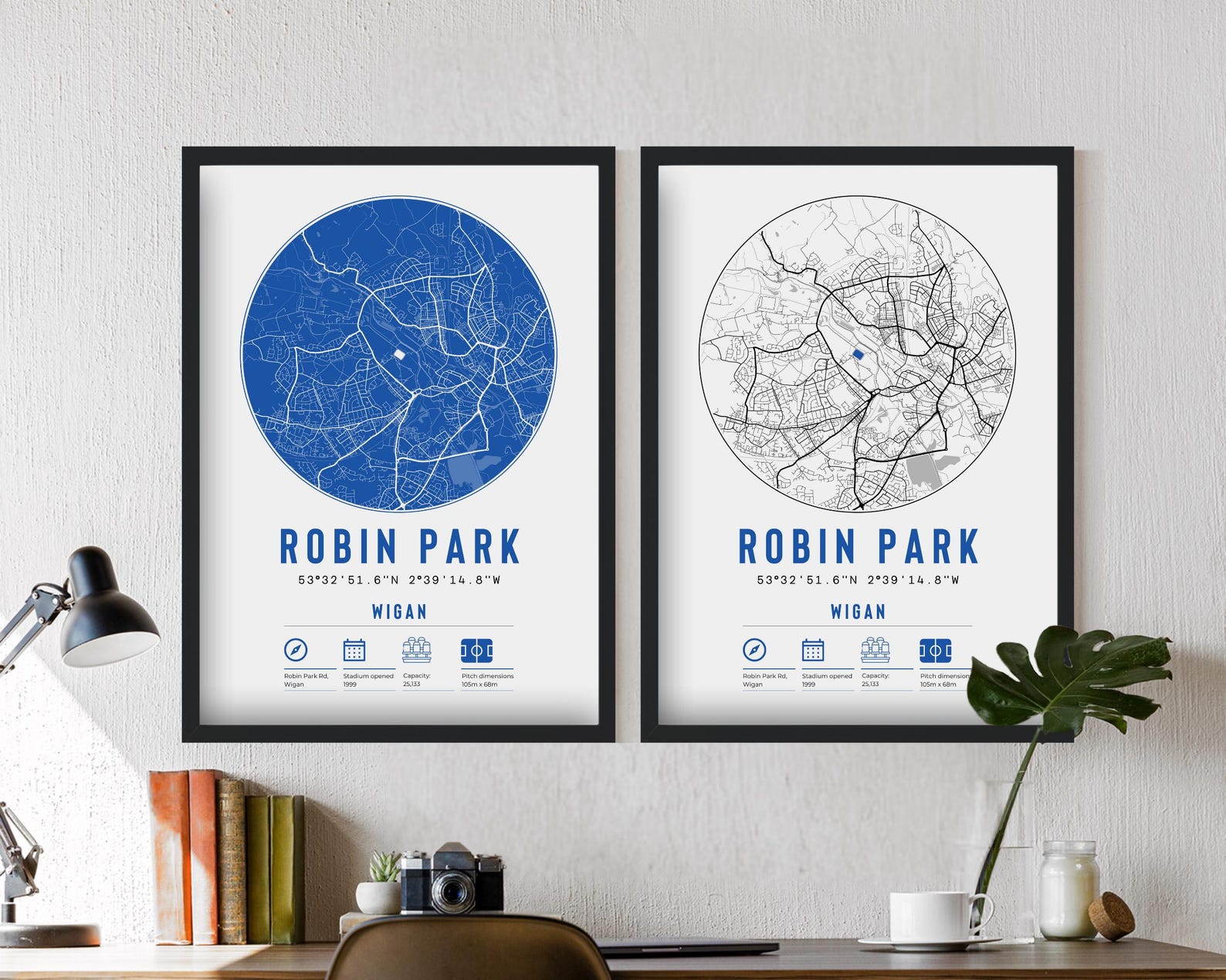 Wigan Athletic Robin Park Minimalist Map Prints & Frames | the Latics F ...