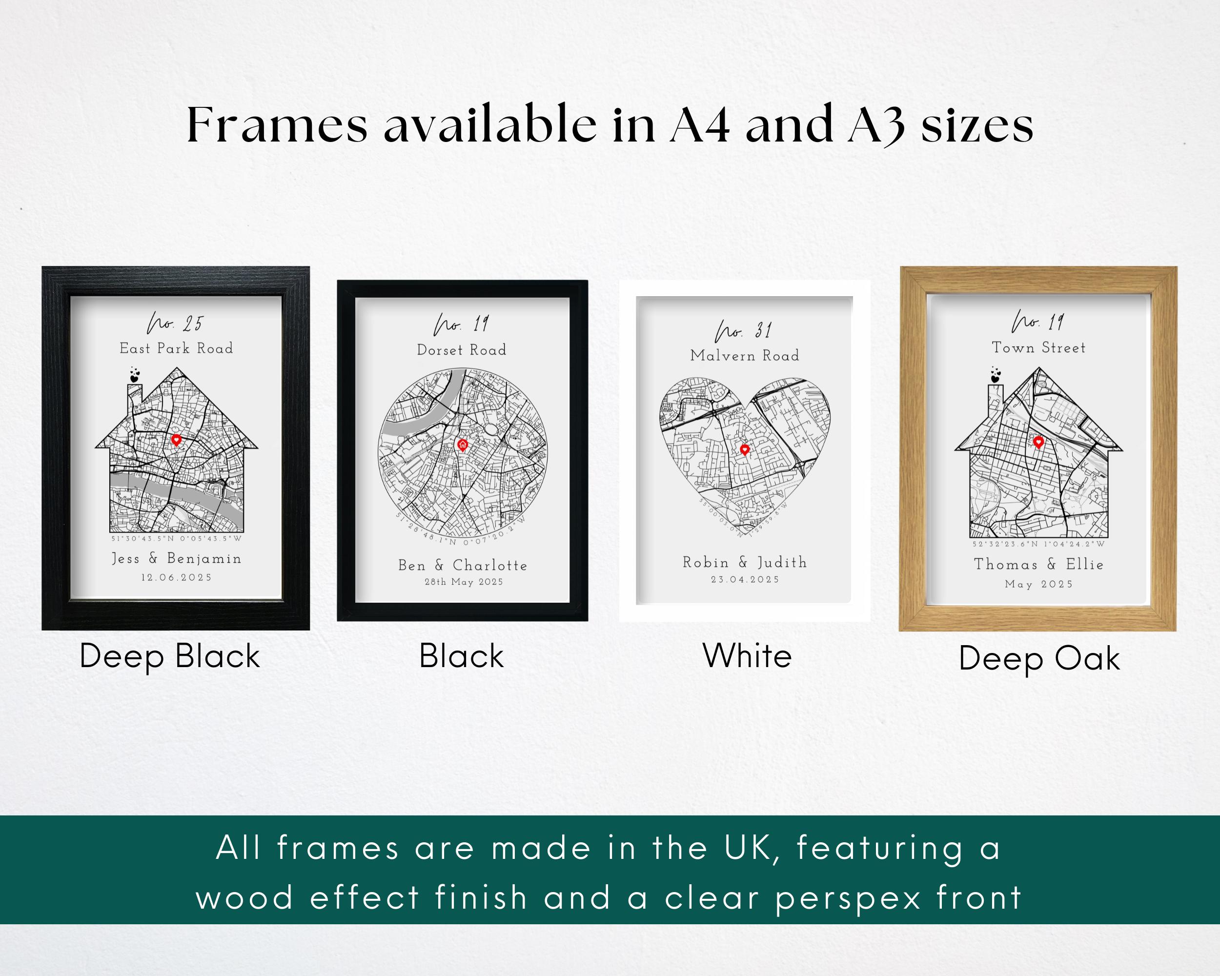 Personalised New Home Map Print & Frames House Shape | Decor OS ...