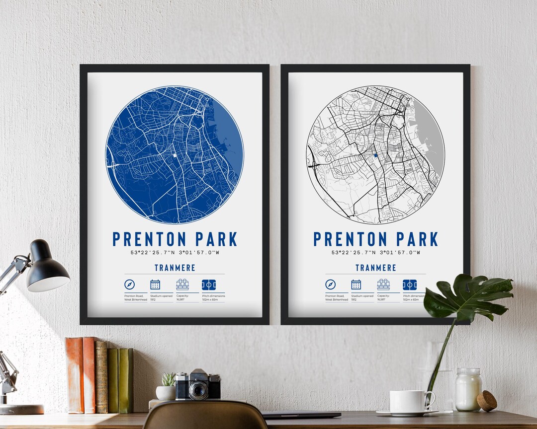 Tranmere Rovers FC Prenton Park Minimalist Map Prints & Frames ...
