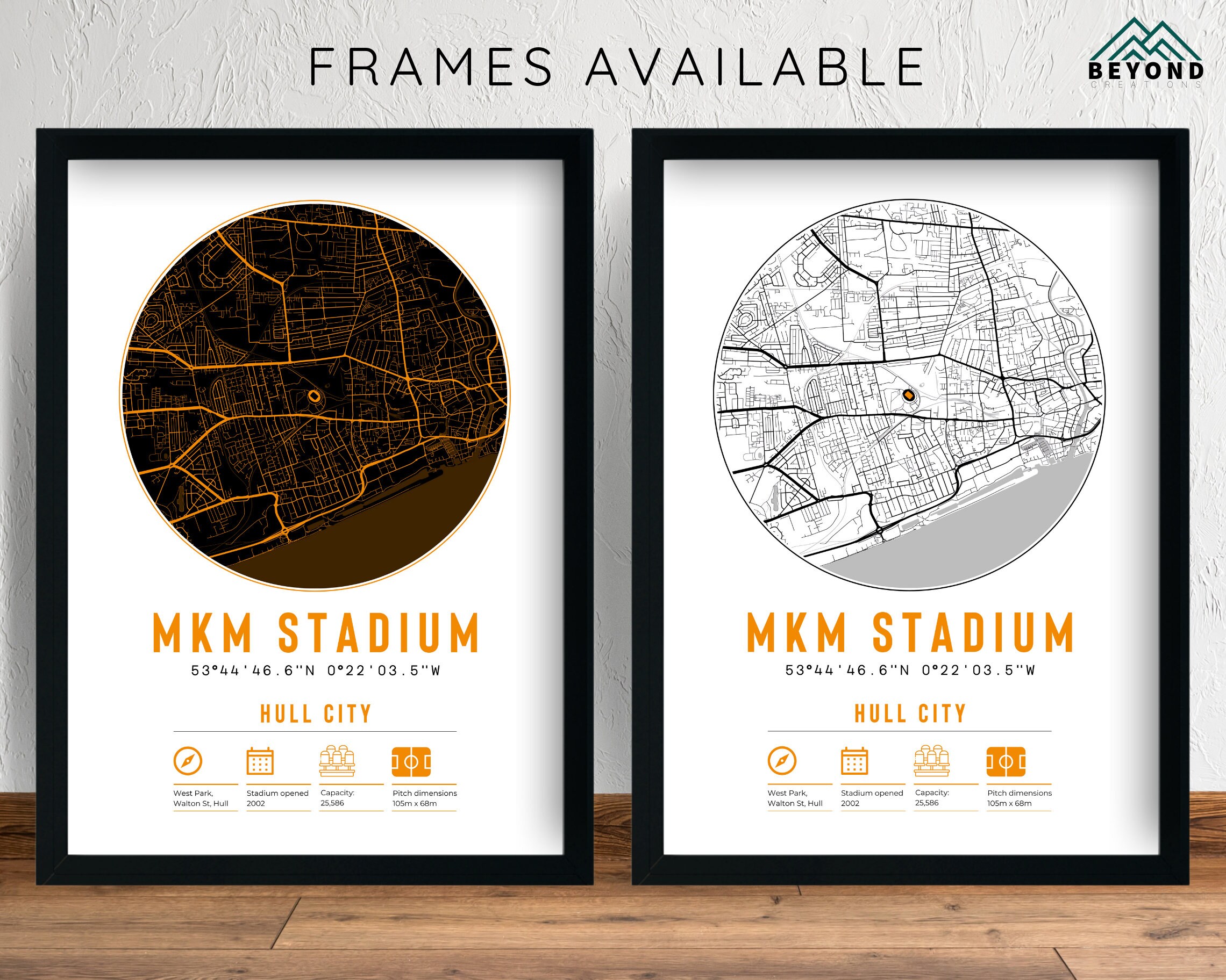 Hull City MKM Stadium Minimalist Map Prints & Frames the - Etsy