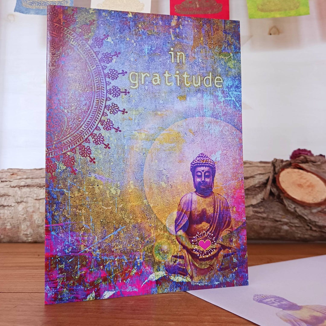 Buddha in Gratitude Thank You Card - Etsy