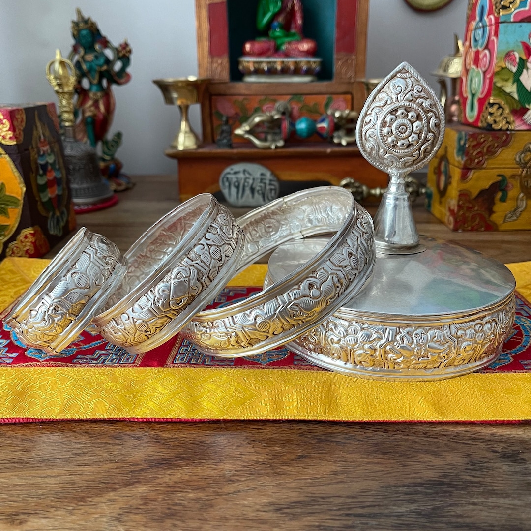 Auspicious Carved Mandala Offering Set Silver - Etsy