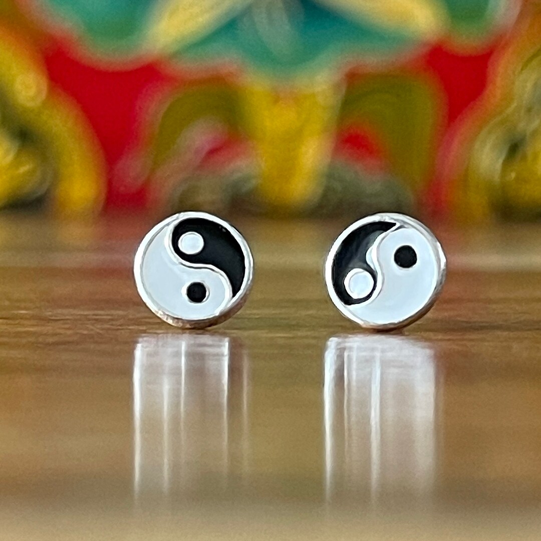 Yin Yang Studs 925 Solid Silver Yin Yang Stud Earrings 6mm - Etsy