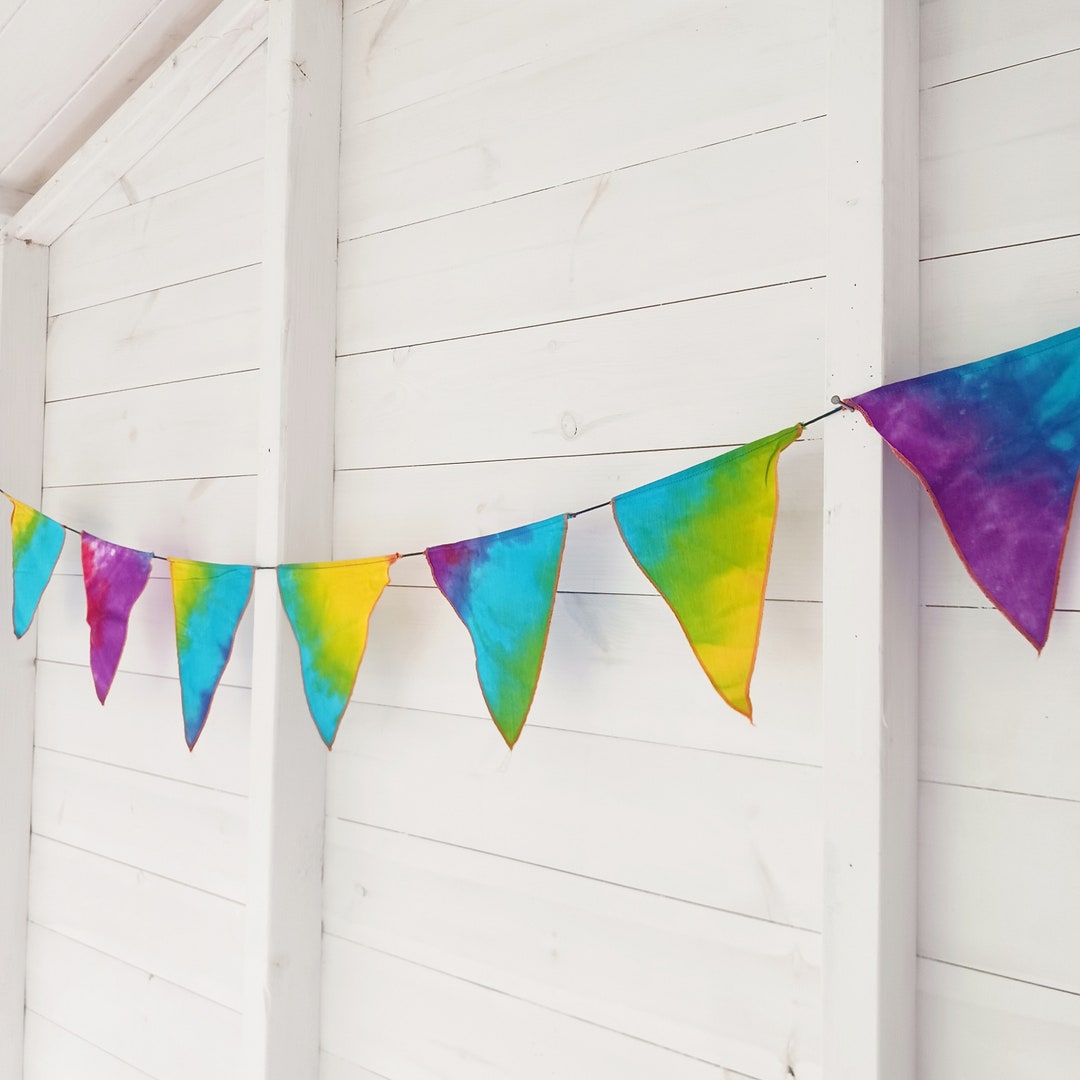 Rainbow Tie Dye Bunting Flags - Etsy