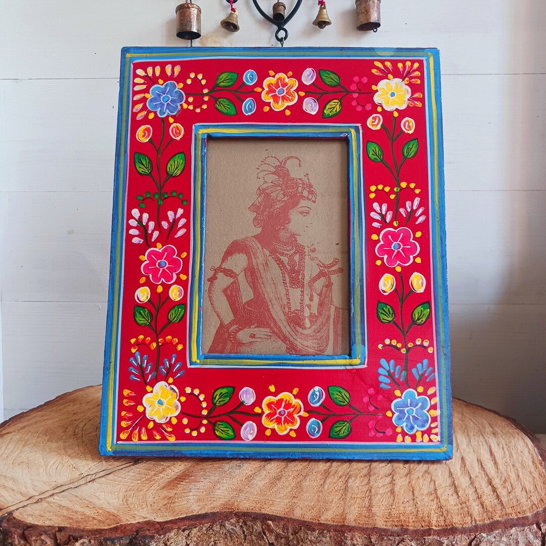 Floral Design Hand Painted Indian Photo Frames Red - Etsy