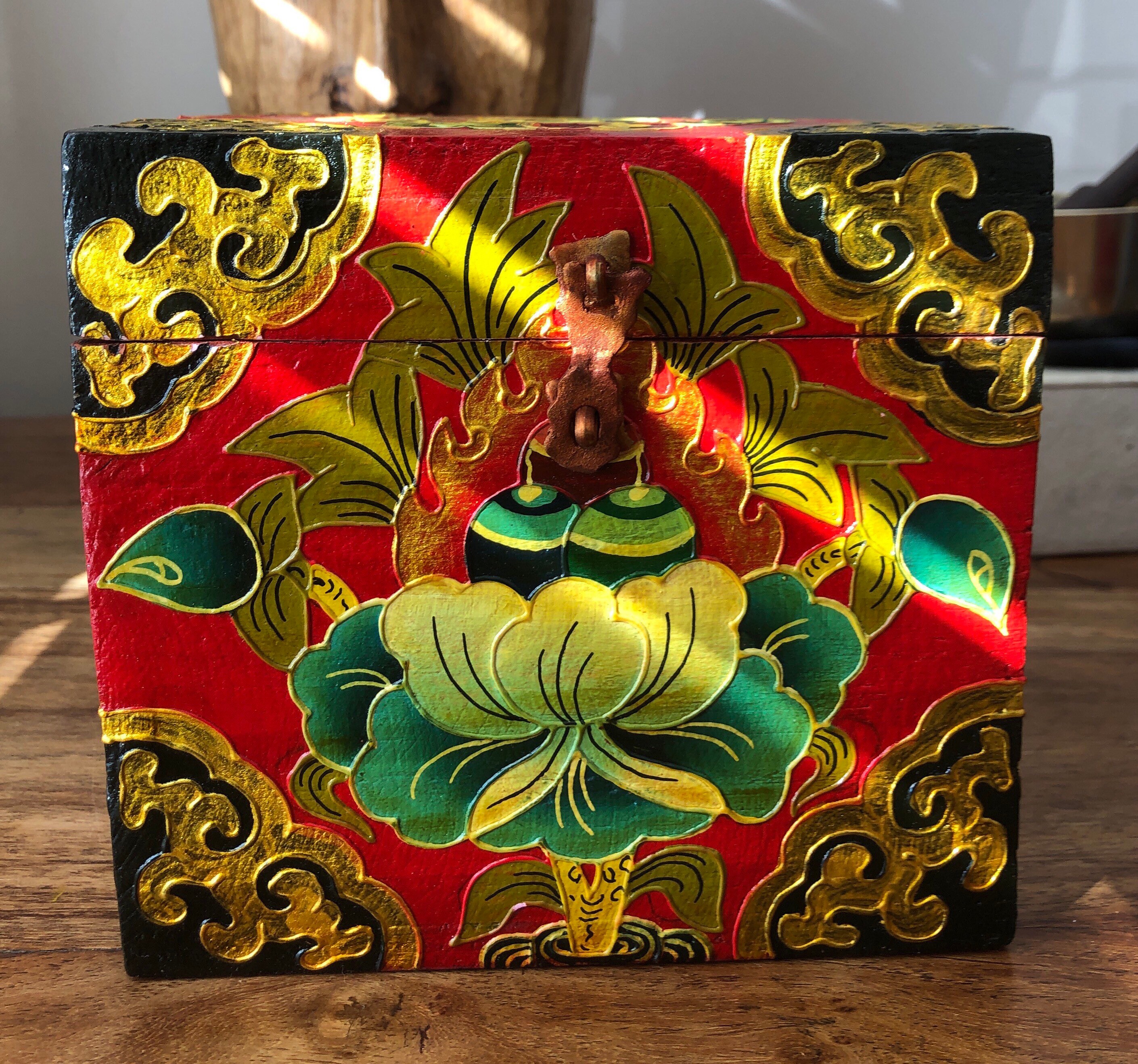 Square Tibetan Hand Painted Treasure Box 15 X 14 X 12 Cm - Etsy UK