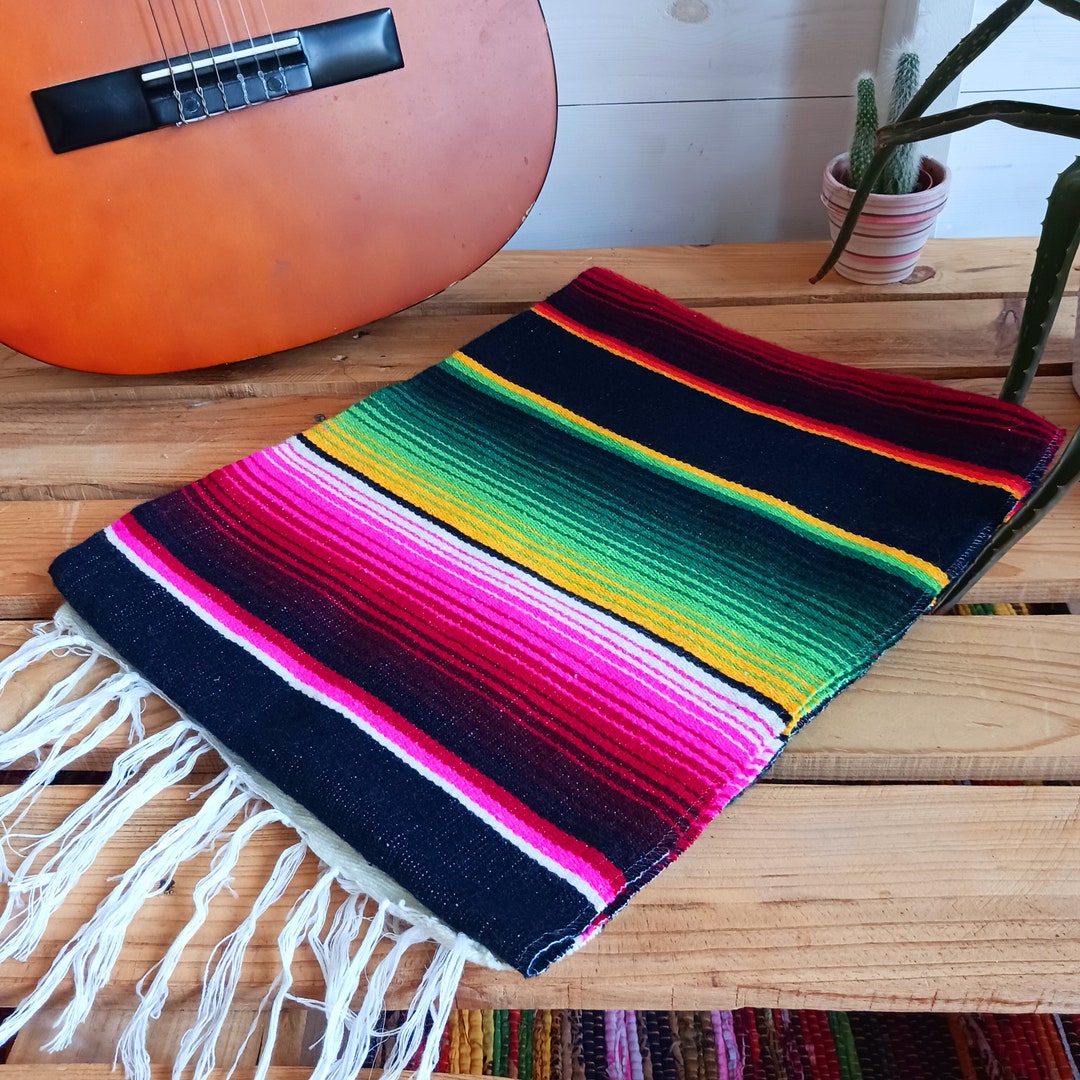 Mexican Serape Black Shawl Festival Blanket Beach Blanket - Etsy