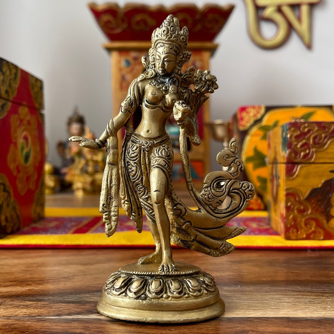 Green Tara Dancing Statue Brass Tara Statue 13 Cm - Etsy UK