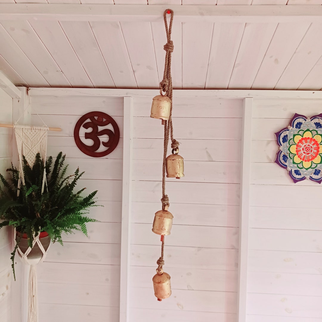 Four Rustic Cow Bells on Rope Windchime - Etsy