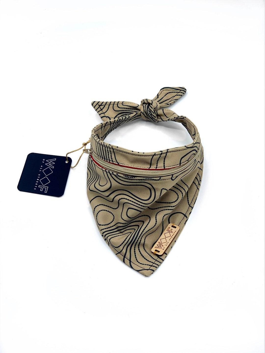 Topo Dog Bandana - Desert Tan, Zipper Pocket, Handmade - Etsy