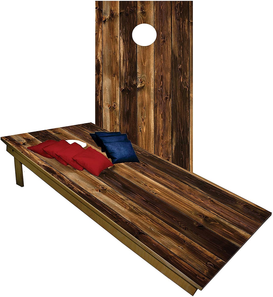 Premium Wood Cornhole Board Set W Bags UV Direct Print 2 X 4 Rustic ...