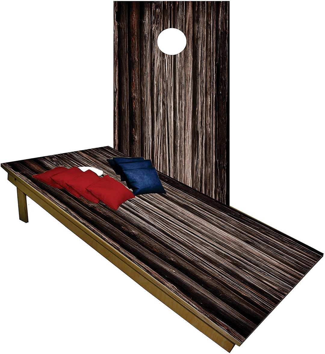 Premium Wood Cornhole Board Set W Bags UV Direct Print 2 X 4 Rustic ...