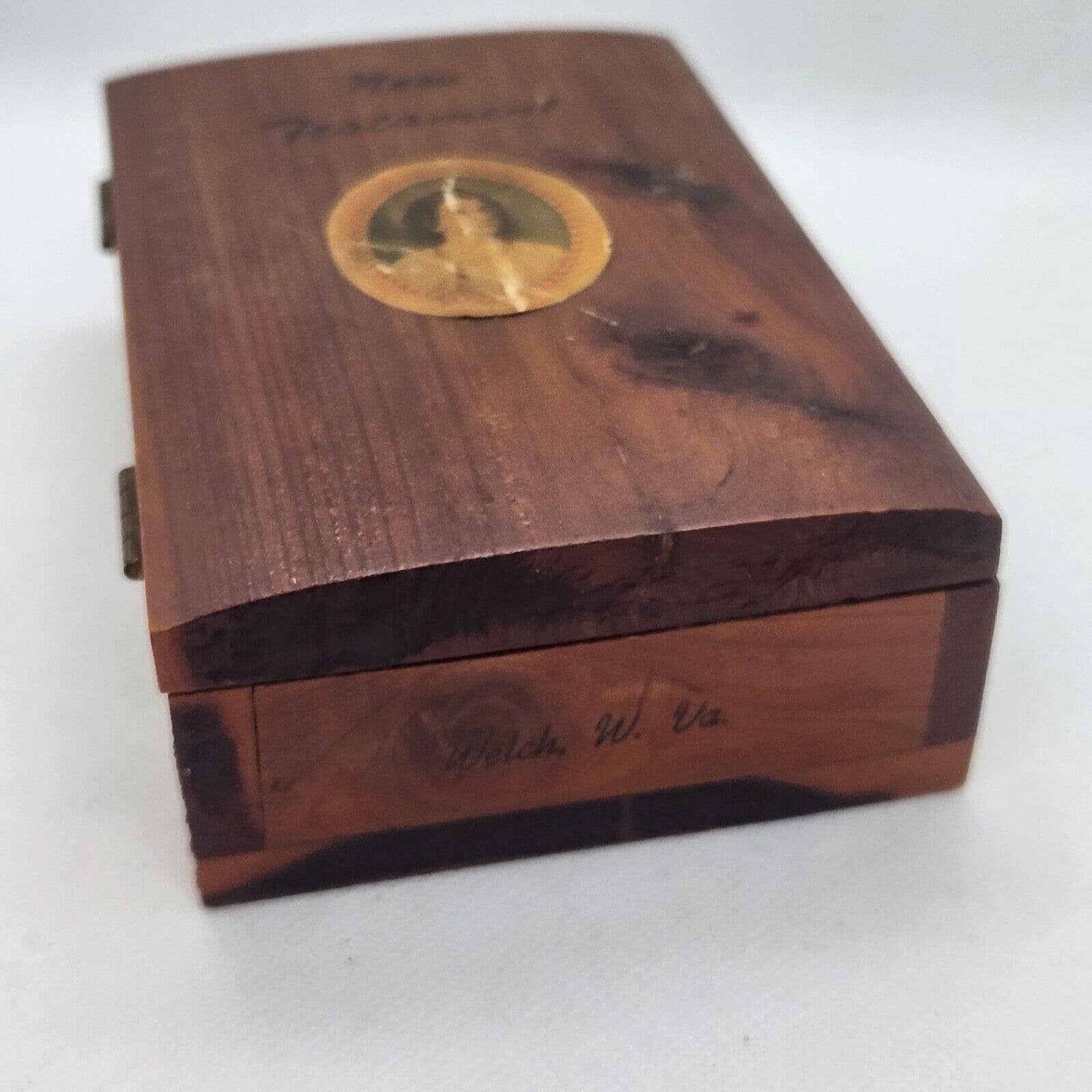 Vintage Hinged Cedar Box With Small New Testament Signed Bible Inside ...