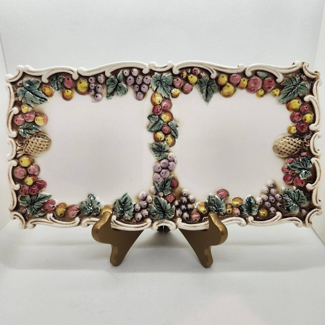 Vintage Lefton Fruit Border Two Section Serving Relish Dish - Etsy