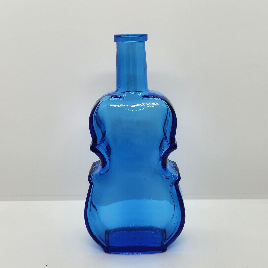 Wheaton Glass 7 3/4 Blue Violin or Bass Shaped Bottle - Etsy New Zealand