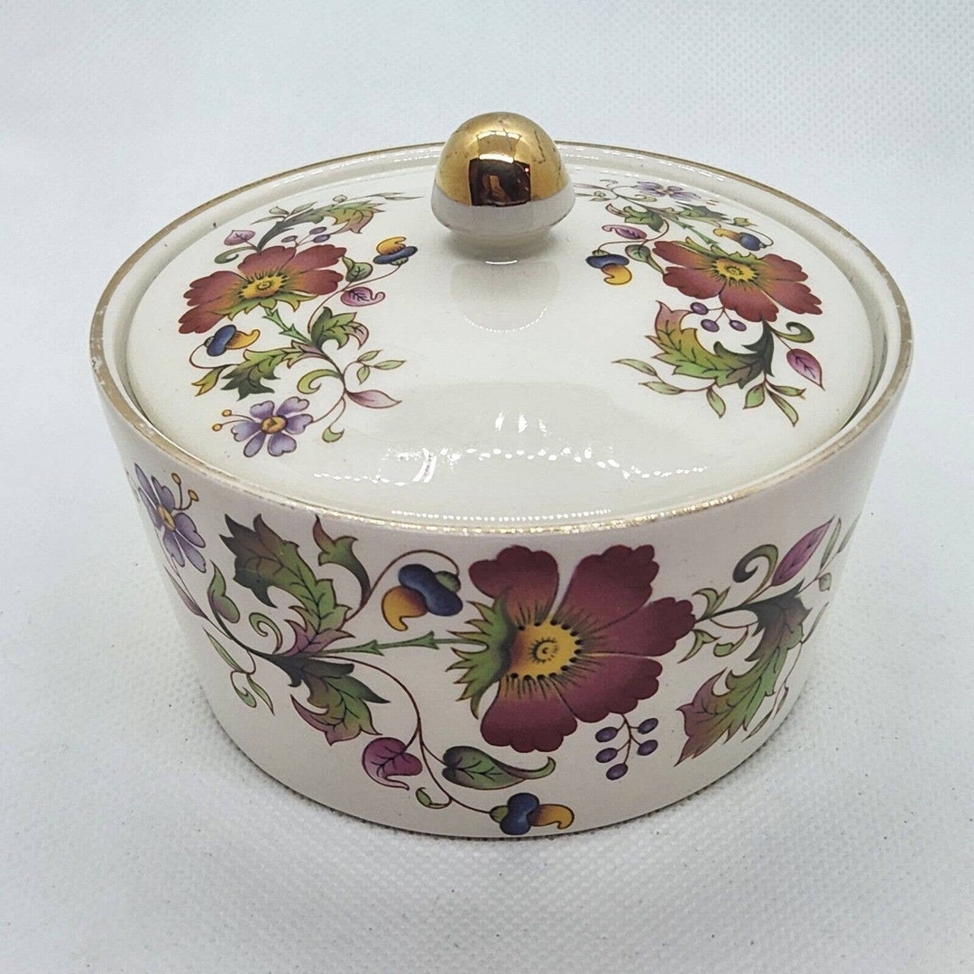 Crown Devon Porcelain Flower Covered Dish Trinket Box for Fortnum ...