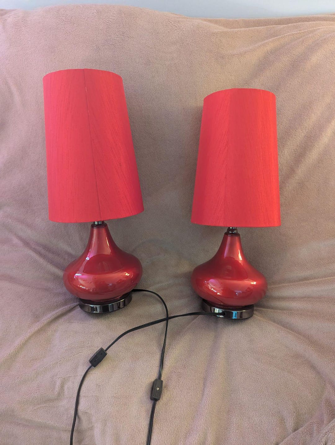 Midcentury Vintage Red Table Lamps - Etsy