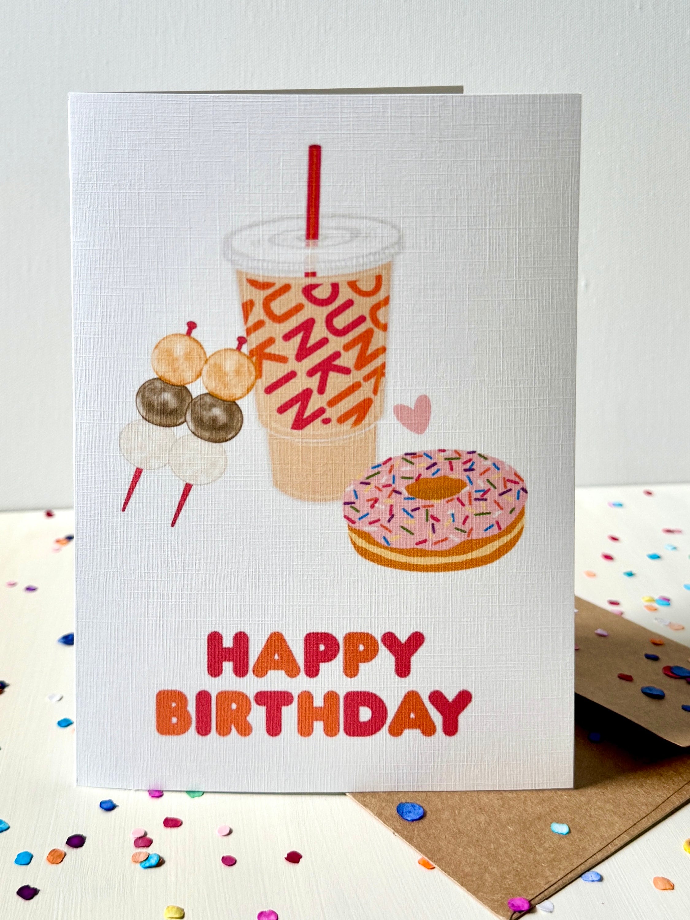 Dunkin Donuts - Inspired Birthday Iced Coffee Greeting Card - Etsy