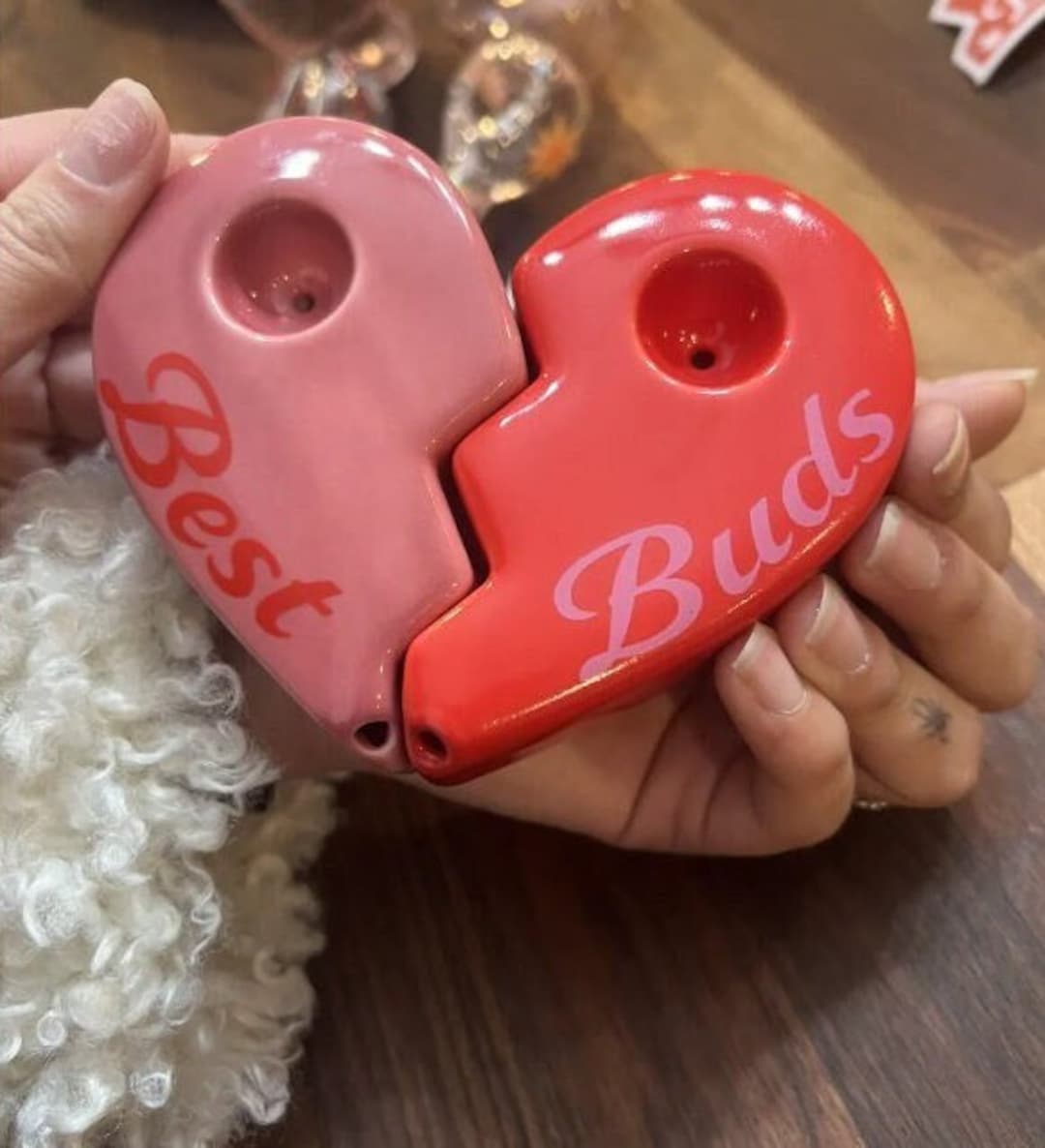 Valentine Heart Shaped best Buds Glass Collectible Pipe Best Friend ...