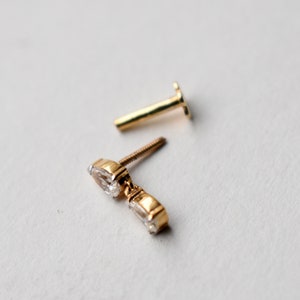 Pear Lab Diamond Droplets Dangle Stud, Hanging Pear Lab Grown Diamond Stud, 14K 18K Solid Gold ...