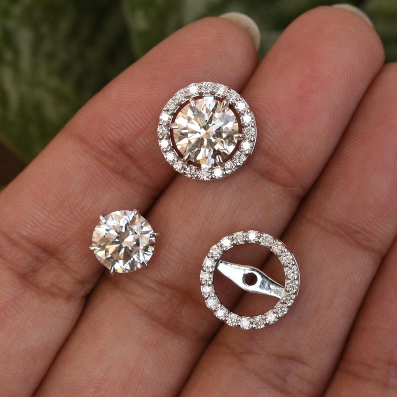 3 4 Carat Diamond Earrings With Detachable Diamond Jacket, 14k 18k ...