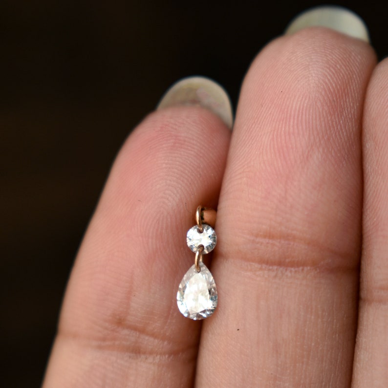 Floating Round & Pear Lab Grown Diamond Stud Earring, 14k 18k Solid ...