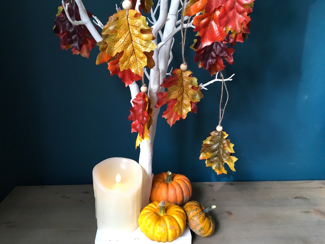 Hanging Autumn Leaves. Handmade Autumn Leaf Decorations Set of 5 ...