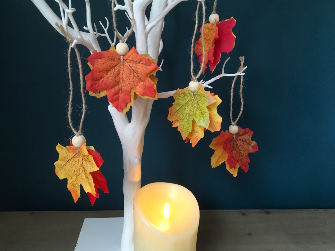 Handmade Hanging Autumn Leaves Decorations - Set of 5 - Autumnal ...