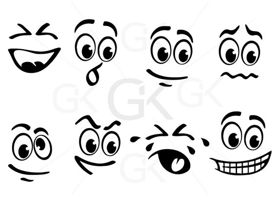 Cartoon Faces Svgfacial Expressionssilhouette | Etsy