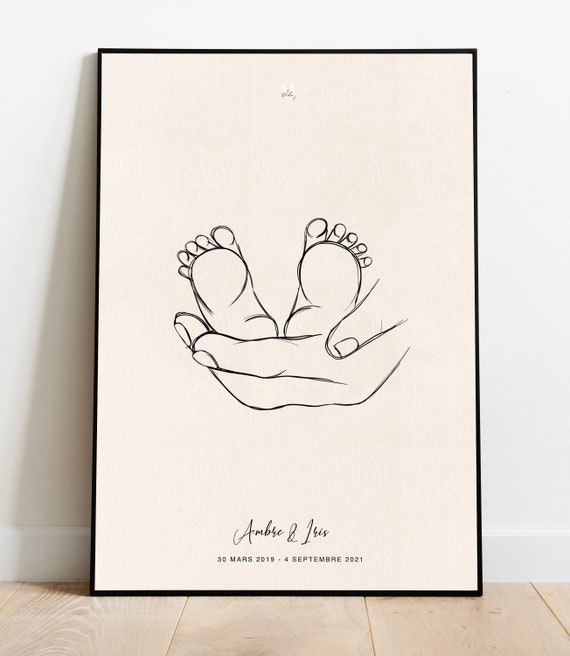Personalized Birth Poster Drawing Birth Gift Baby - Etsy