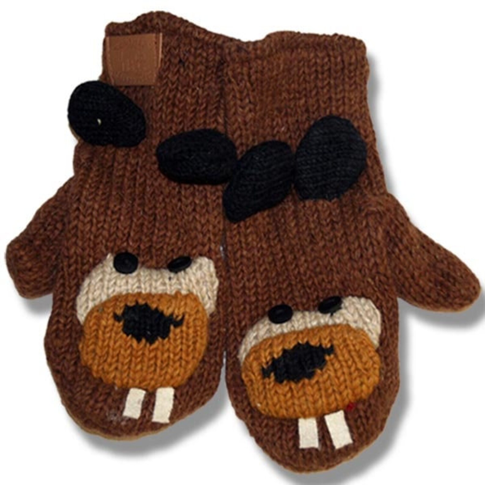 Wool Animal Mittens for Men and Women. 100% Wool With Fleece Lining ...