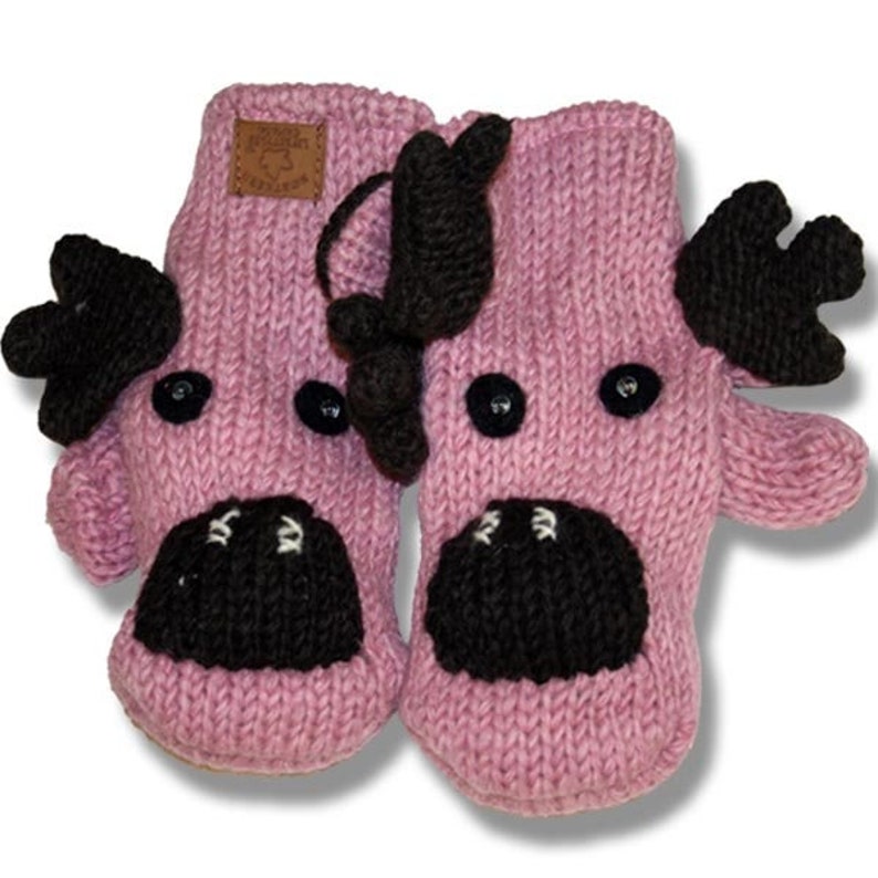 Wool Animal Mittens for Men and Women. 100% Wool With Fleece Lining ...
