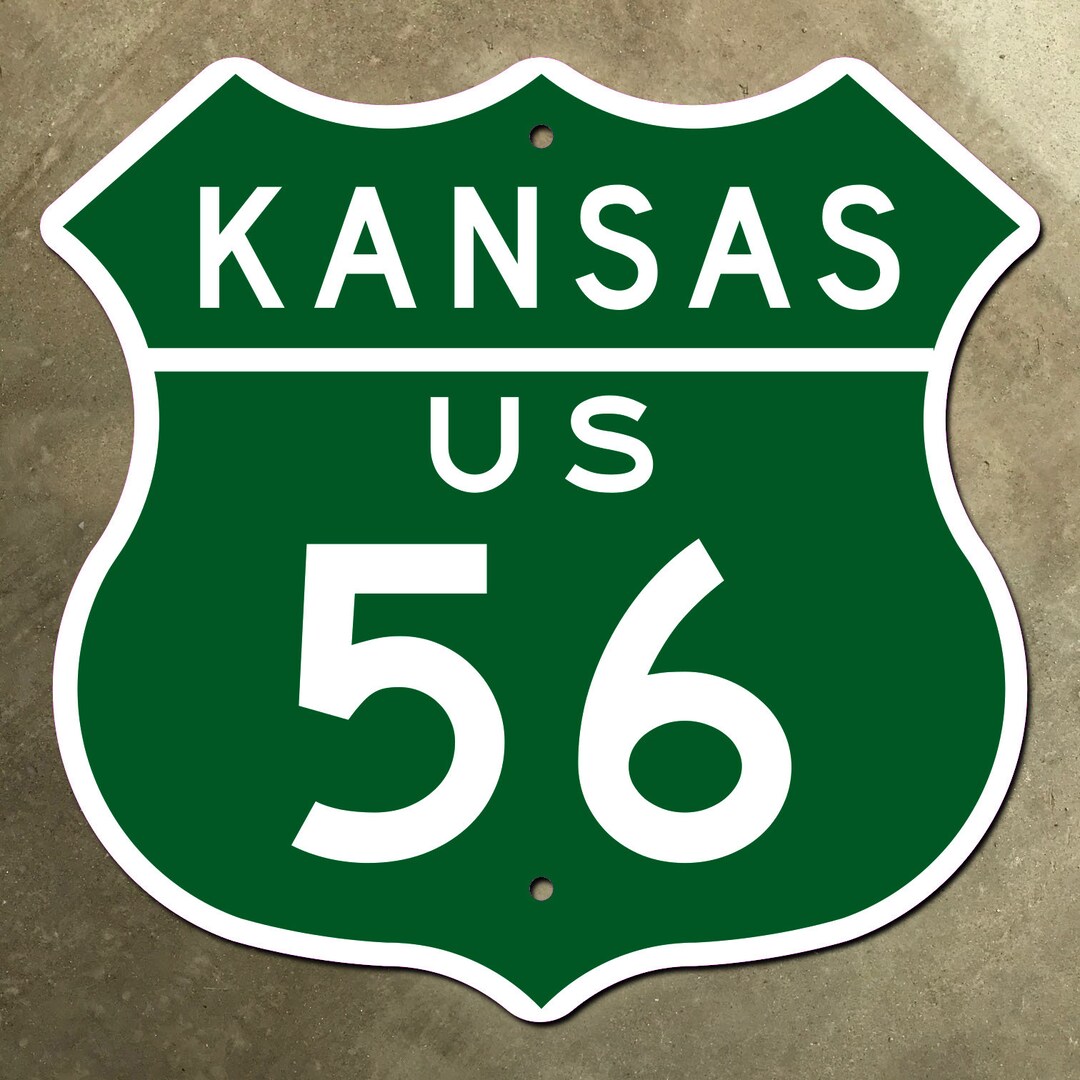 Kansas US Route 56 Highway Marker Road Sign 1962 Santa Fe Trail Green ...