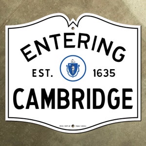 Entering Cambridge Massachusetts City Limit Highway Marker Road Sign ...