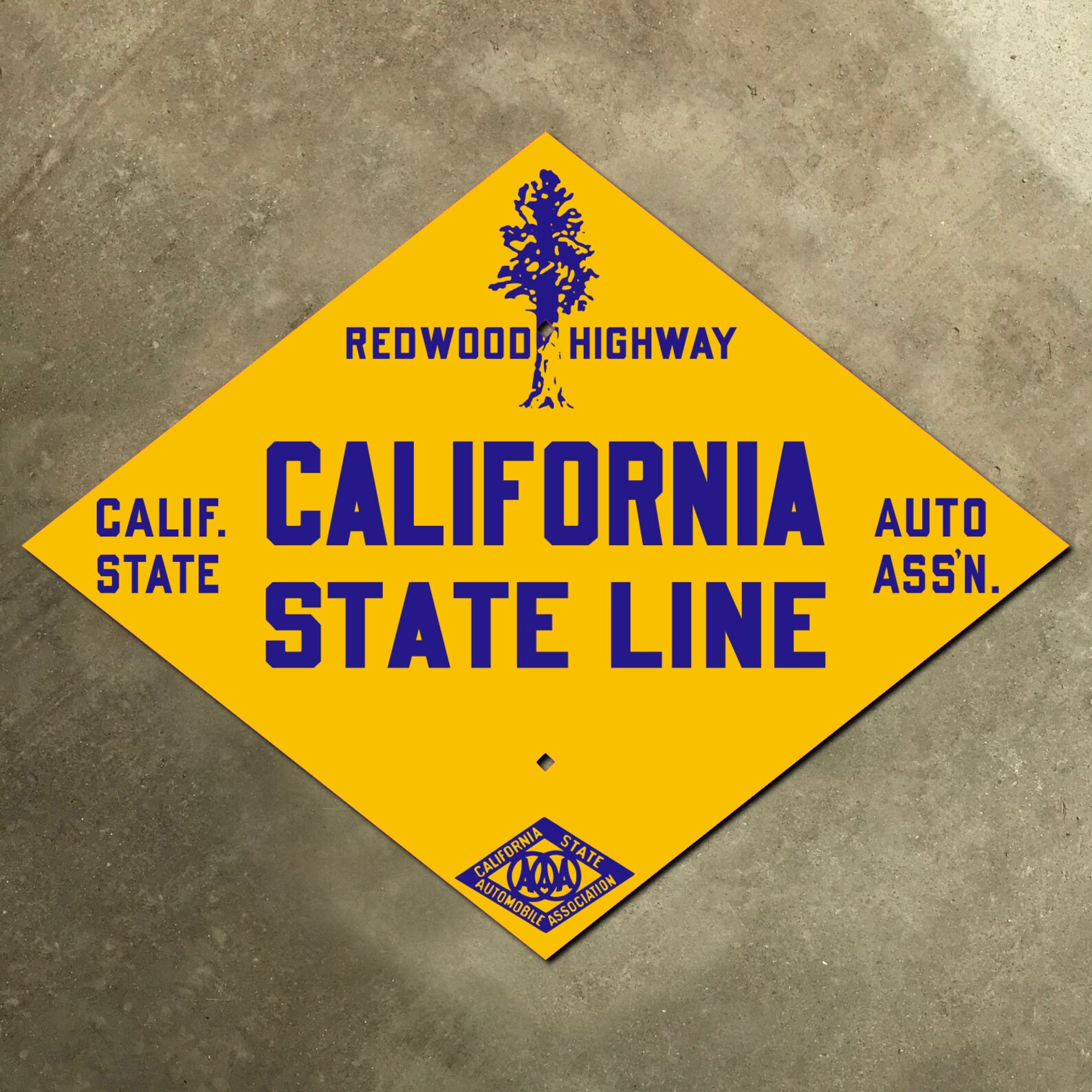 California State Line Redwood Highway CSAA Road Sign Auto Club - Etsy
