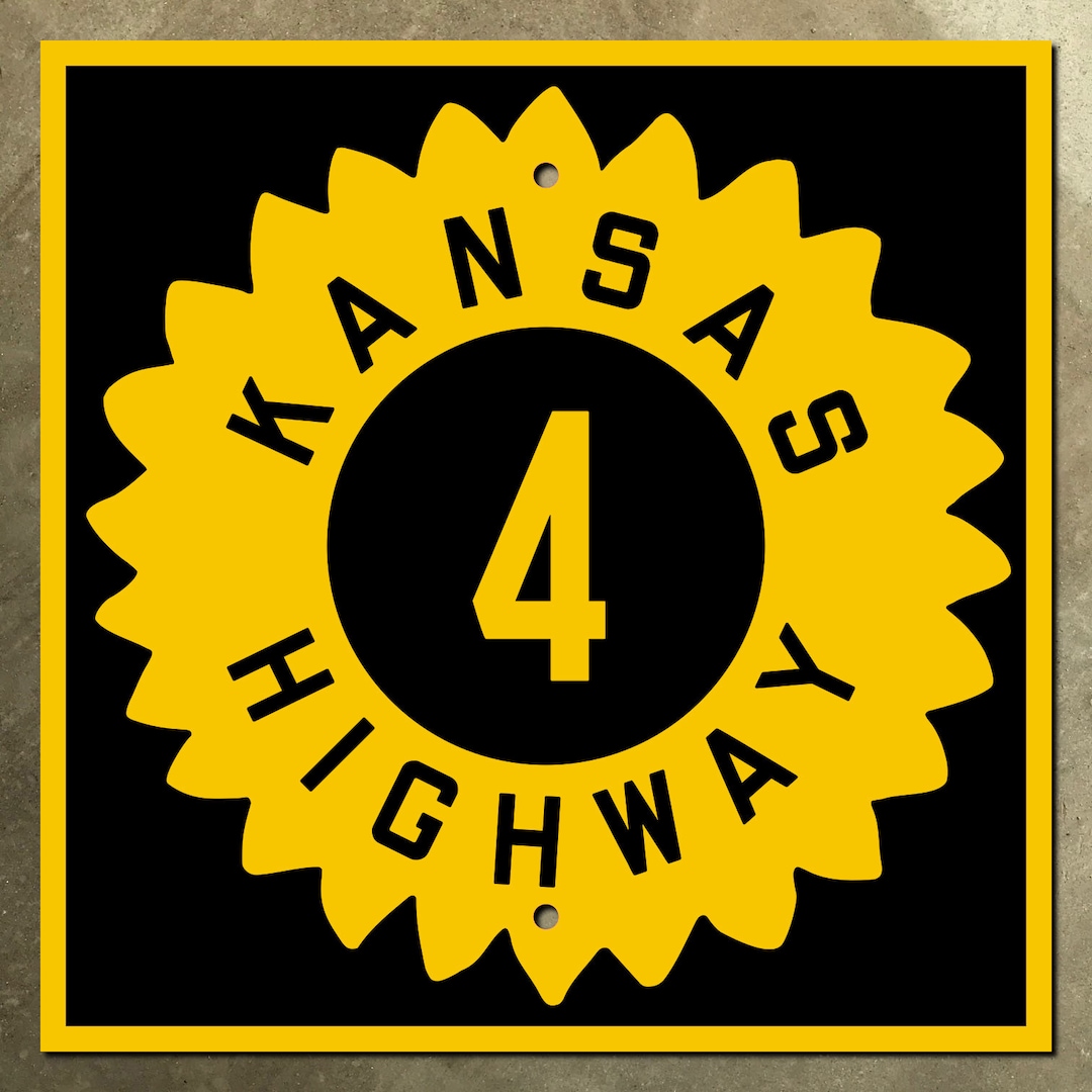 Kansas State Route 4 Highway Marker Road Sign Sunflower Topeka 1927 - Etsy