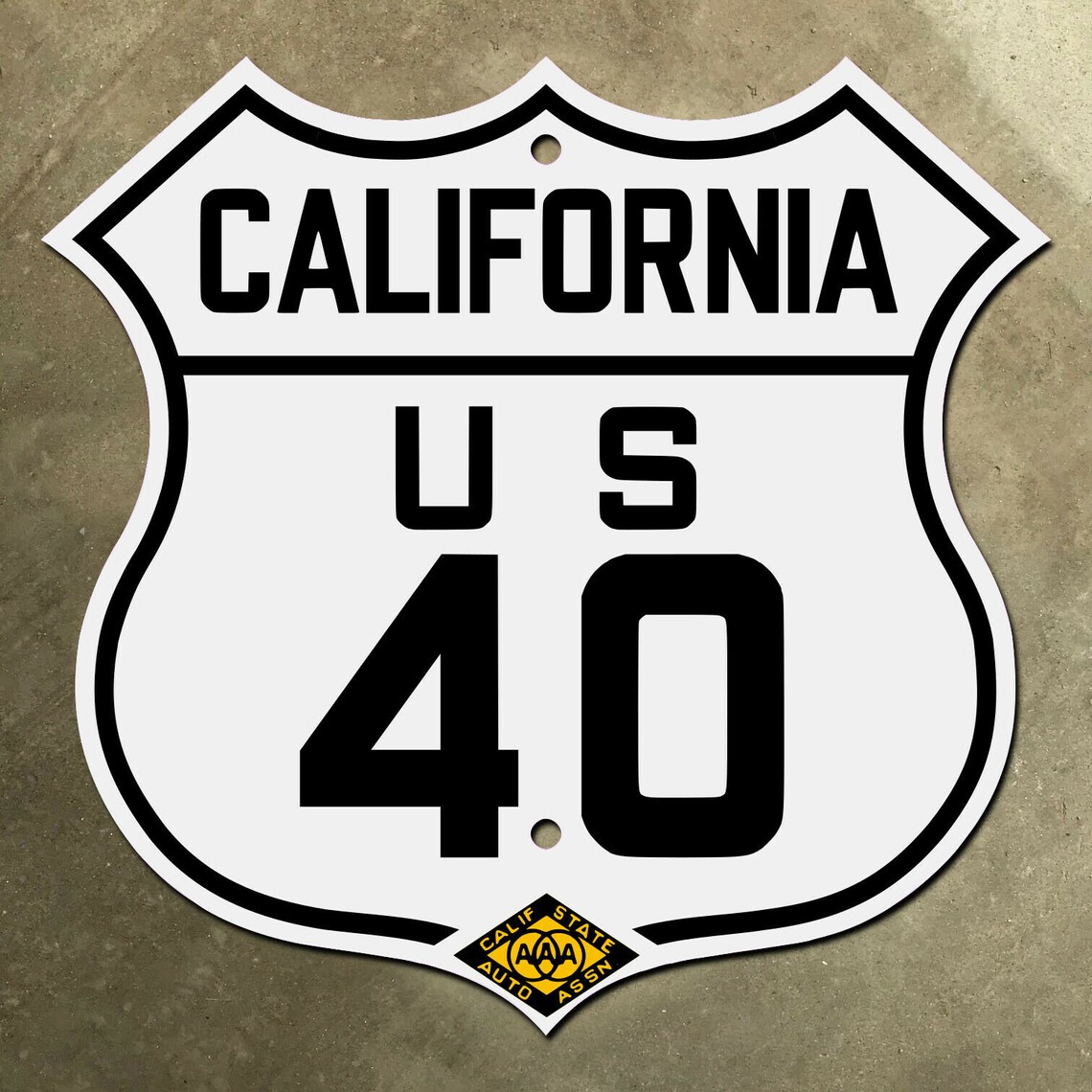California CSAA US Route 40 Highway Road Sign Auto Club Lincoln San ...