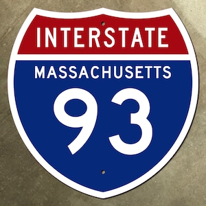 Massachusetts Interstate Route 93 Highway Marker Road Sign 1957 Boston ...
