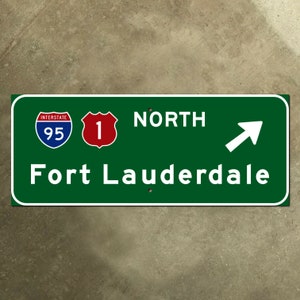Florida Interstate 95 US 1 Fort Lauderdale Highway Road Guide Sign 1957 ...