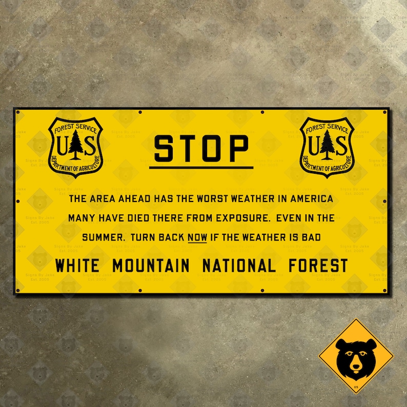 USFS White Mountain National Forest STOP Weather Sign 1920s - Etsy
