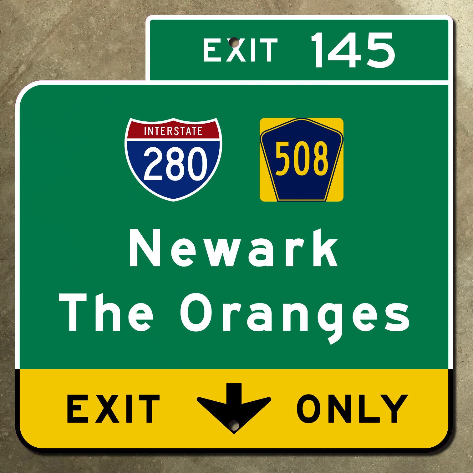 Yellow Highway Exit Sign