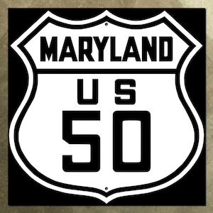 Maryland US Route 50 Highway Marker Road Sign 1953 Ocean City - Etsy