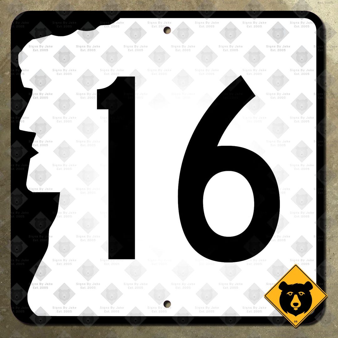 New Hampshire State Route 16 Highway Road Sign Old Man of the Mountain ...